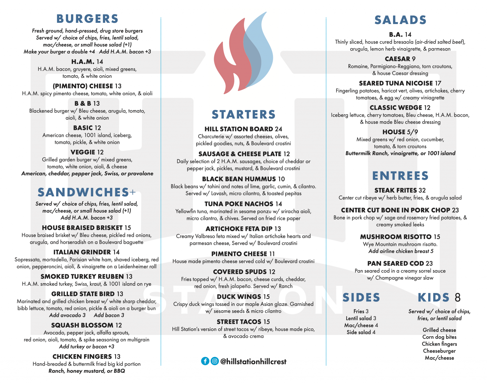 Menu | Hill Station | HAM Market